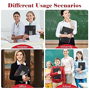 5 Pocket Expanding File Folder, Accordion File Organizer with Labels, A4 Letter Size Folders for Documents, Portable Expandable File Folder for Office School - Black