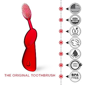 RADIUS - Original Left Hand Toothbrush, Soft Bristles, Designed to Improve Gum Health and Reduce the Risk of Gum Disease, Made with Sustainable Materials (Colors May Vary)