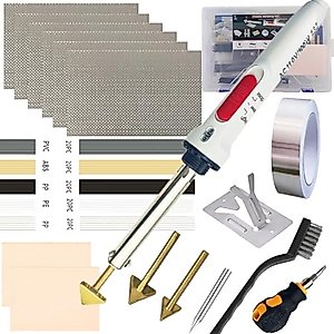 Plastic Welder, 110V/100W Plastic Welding Kit, Plastic Soldering kit for Bumper Kayak Repair-With 100 Rods,3 Tips,6 Wire Mesh,1 Volume Tin Wire,2 Sandpaper,1 Stand,1 Metal Brush,1 Screwdriver (White)