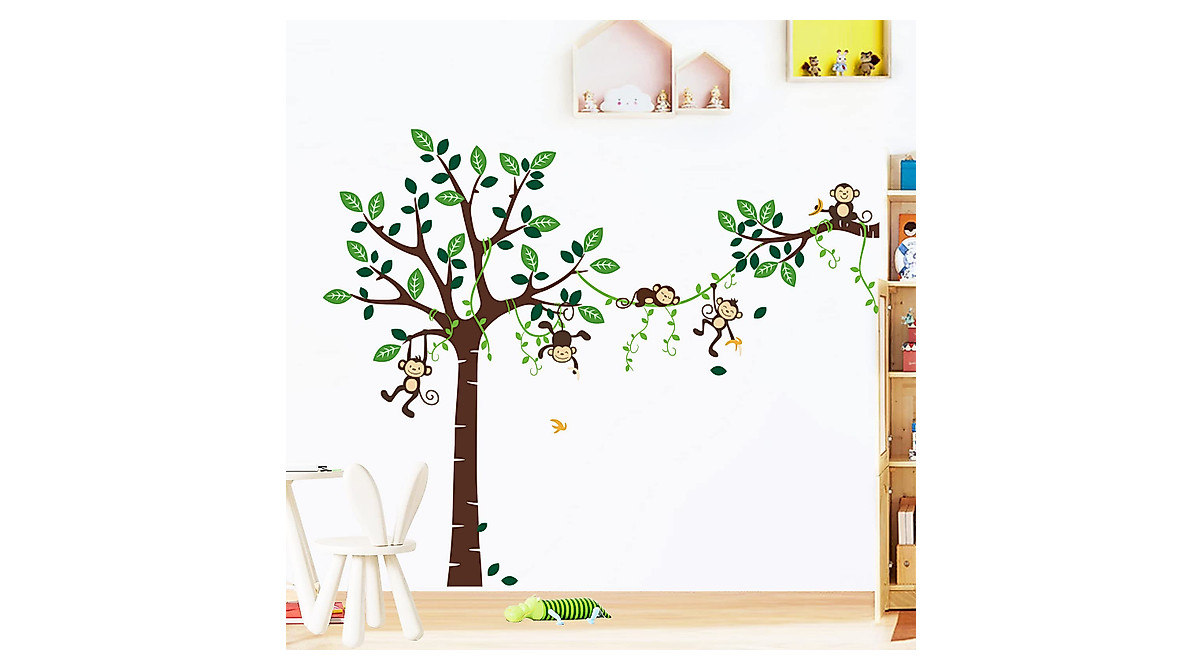 Monkey Climbing Tree Wall Decals for Kids Baby Nursery Decor