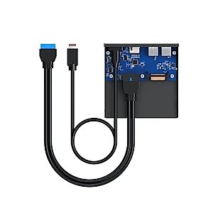 GRAUGEAR 3.5 Inch Front Panel USB C Hub, SD/microSD Internal Card Reader, 20Gbps USB 3.2 Gen 2x2, 20-pin Type-E Key-A Header & USB3.0 Header & 15-Pin SATA Power Connector Required [G-MP01CR]
