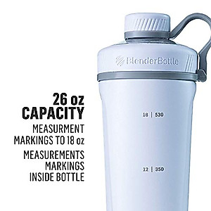 BlenderBottle Marvel Radian Shaker Cup Insulated Stainless Steel Water Bottle with Wire Whisk, 26-Ounce, Captain America Shield