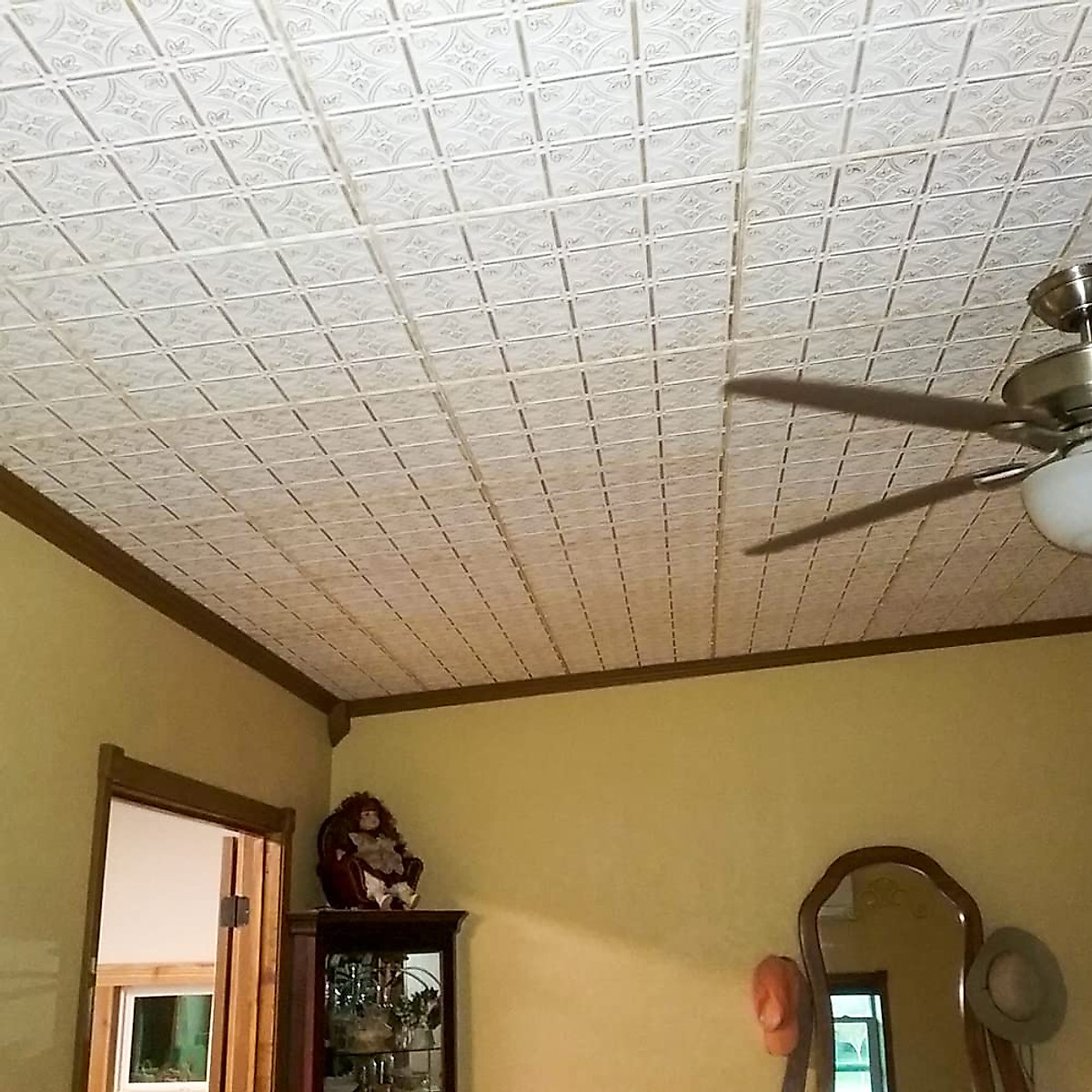 A la Maison Ceilings R125 Emma's Flowers Foam Glue-up Ceiling Tile (21.6 sq. ft./Case), Pack of 8, Plain White