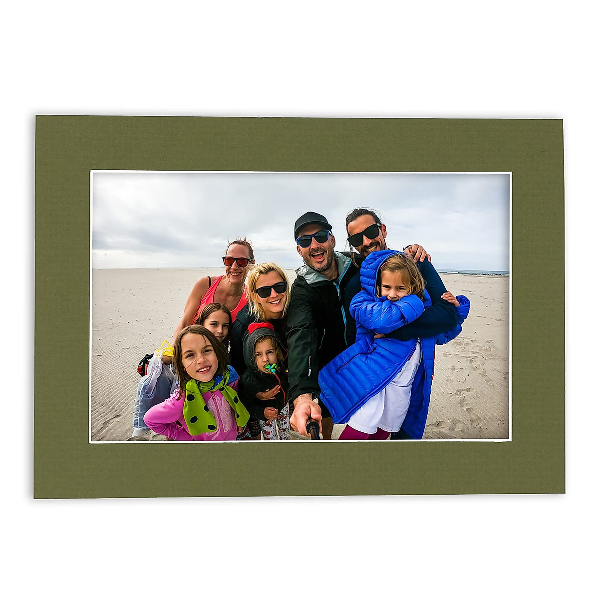 8x10 Mat Bevel Cut for 5x8 Photos - Acid Free Dill Green Precut Matboard - For Pictures, Photos, Framing - 4-ply Thickness