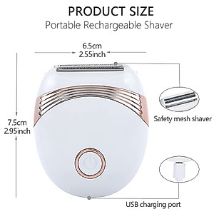 ASOONYUM Electric Shaver for Women, Bikini Trimmer, Womens Electric Razor, Facial Hair Removal, Wet Dry Lady Hair Remover for Legs Body Face Underarms and Pubic, Portable USB Rechargeable White