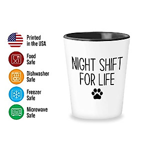 Bubble Hugs Veterinarian Shot Glass 1.5oz - Night Shift - Marine Veterinary Nutrition Dietary Clinical Anesthesist Equine Zoology Dentistry Surgical Internal Medicine