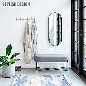 SAYONEYES Coat Rack Wall Mount with 6 Coat Hooks for Hanging - 17 Inch Heavy Duty SUS304 Stainless Steel Brushed Finish Waterproof – Wall Hook Rack for Bathroom Kitchen Entryway (Silver)