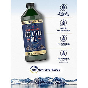 Carlyle Norwegian Cod Liver Oil | 16oz | Pack of 3 Bottles | Liquid Unflavored Fish Oil Supplement | Non-GMO, Gluten Free