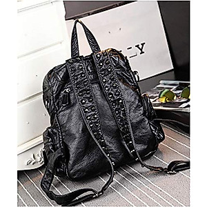 Ro Rox Calamity Womens PU Punk Gothic School Uni Studded Backpack - Black