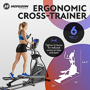 Horizon Fitness EX-59 Elliptical Trainer Exercise Machine for Home Workout, Fitness & Cardio, Compact Cross-Trainer with Bluetooth, Built-in Speakers, 10 Resistance Levels, 300 lb Weight Capacity
