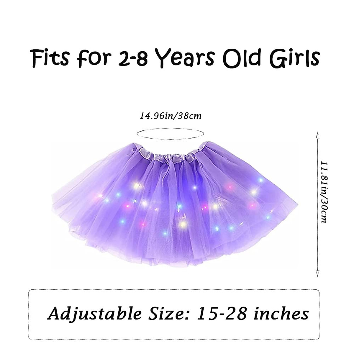 Girl Tutu Skirts, 2-8 Years Baby Girls Light Up LED Tutu Skirt Magic Light Princess LED Dancing Skirt Tulle Ballet