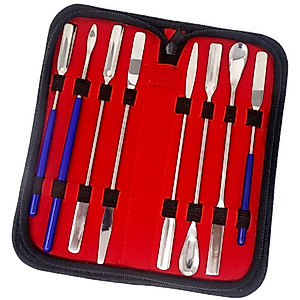 8 PCS Micro Lab Spatula Sampler Set, Stainless Steel MutliPurpose Laboratory Mixing/Filling Spatulas, Flat, Scoop, Round & Tapered Arrow End, 7"+6" Length