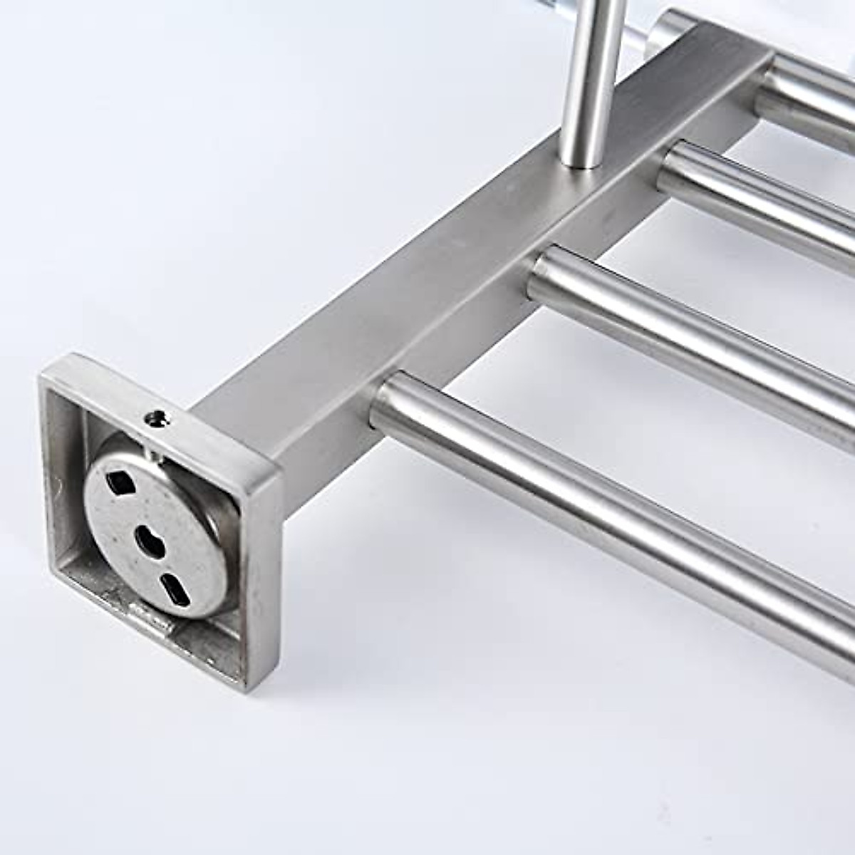 Wall Mounted Multifunction Storage Holder Towel Bar Rail Towel Rack 304 Stainless Steel Brushed with Hook Bath Towel Shelf Bathroom Storage Rack for Kitchen Bathroom