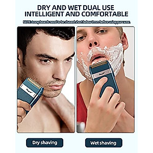 CkeyiN Men's Electric Shavers, Rechargeable Cordless Foil Shaver Razor with Replaceable Foil Head, Multifunction Wet & Dry Use Foil Shaver (Blue)