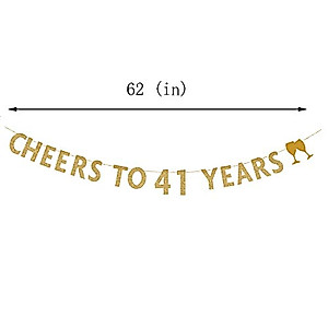 MAGJUCHE Gold glitter Cheers to 41 years banner,41th birthday party decorations