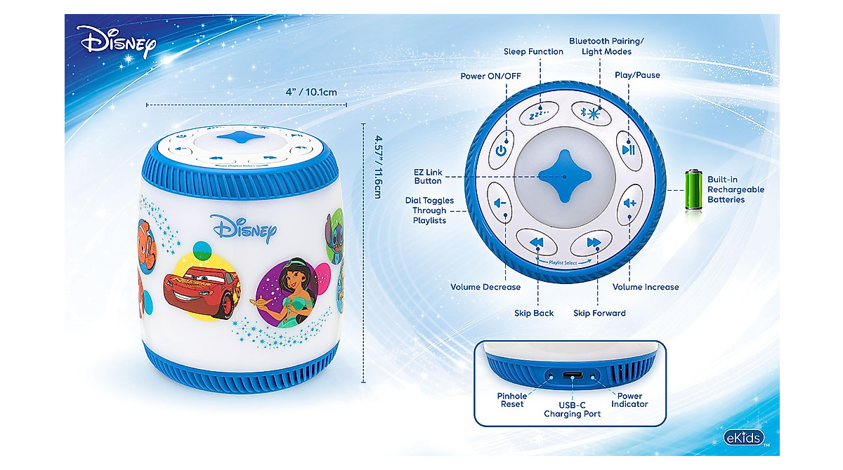 Disney Bluetooth Storyteller for Kids - Night Light & Sounds