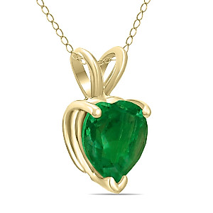 14K Yellow Gold 5MM Heart Emerald Pendant