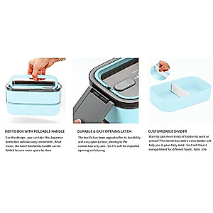 PVSpro JUST FOR YOU Bento Box Set with Insulated Tote, Mug & Cutlery Set, Stackable Bento Box for Lunch, Bento Kit Lunch Box with Handle, Large Bento Lunchbox Container, Japanese Bento (Sky blue)