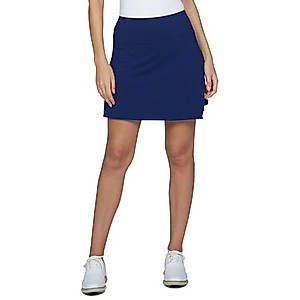 IBKUL Athleisure Wear Sun Protective UPF 50+ Icefil Cooling Tech Faux-Wrap 17 ¼” Skort with Back Pockets 26000 Navy Solid M