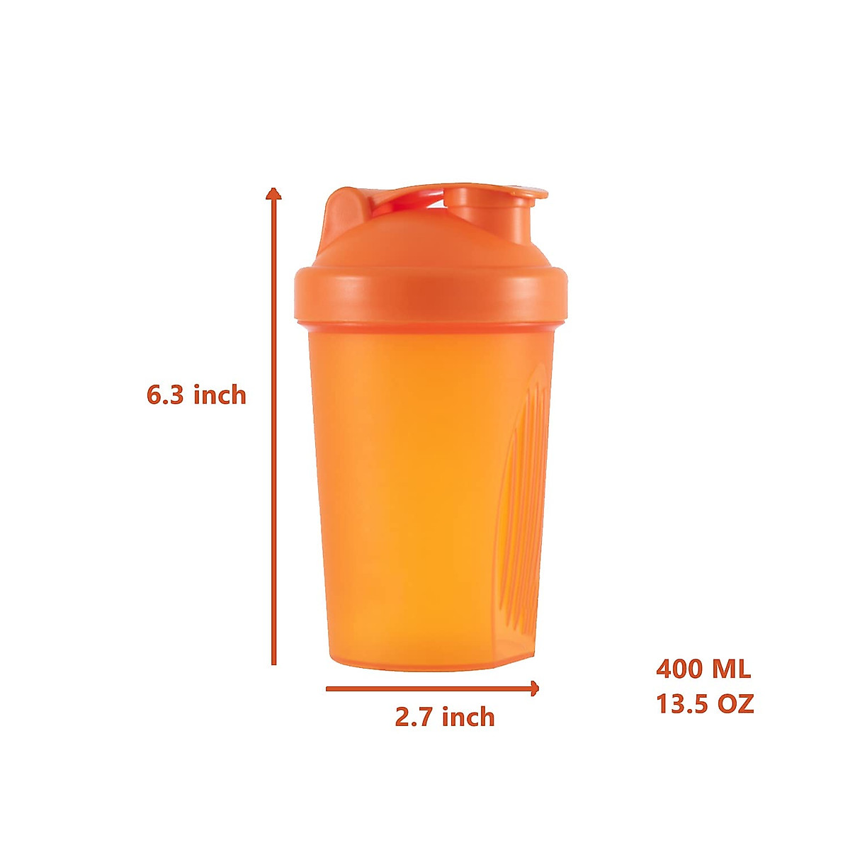 ANNAKIKI Shaker Bottle Protein Shakes and 16-Ounce/400ML Shaker Bottle with Wire Whisk Balls,Free of BPA plastic (Orange+Green(2PCS))