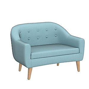 Qaba 2-Seat Kids Sofa Linen Fabric and Wooden Frame Sofa for Kids and Toddlers Ages 3-7, 11" High Seat, Gray