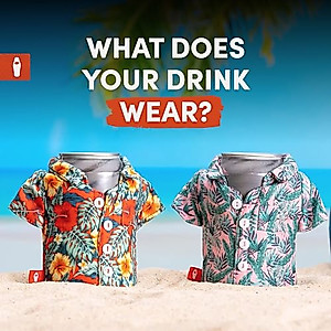 Puffin - The Aloha Shirt - Insulated 12 oz Can Cooler I Beer Bottle & Soda Can Insulator, Keep Drinks and Beverages Cold - Island Time