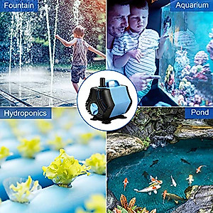 KEDSUM 800GPH Submersible Water Pump(3000L/H,60W), Ultra Quiet Submersible Pump, Fountain Pump-10ft High Lift, 6.6ft Power Cord, 3 Nozzles for Fish Tank, Pond, Aquarium, Statuary, Hydroponics