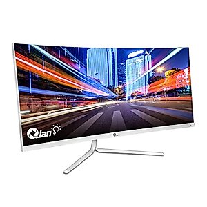 Qian 30" Ultra Wide FHD 1080P Curved Computer Monitor,100 Hz VA Panel Office Monitor, 21:9 Aspect Ratio,178°Viewing Angle,16.7M Display Colors,Framless AMD Freesync GSync,Tilt Adjustable