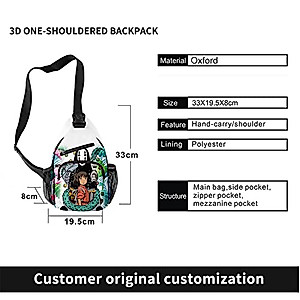 HANDAFA Unisex Spirited Single Shoulder Bag Anime Cosplay Sling Backpack Casual Daypack(Hua)
