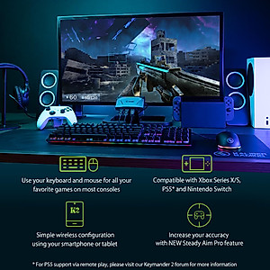 IOGEAR KeyMander 2 Keyboard/Mouse Adapter Plus Controller Crossover, PS4, PS5, Xbox Series X/S, Xbox One, Nintendo Switch, GE1337P2, FPS, mouse control