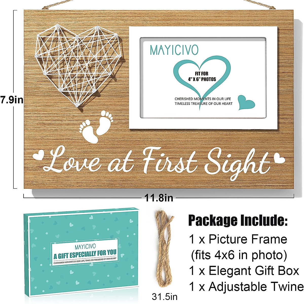 New Mom Gifts Baby Ultrasound Picture Frame Sonogram Keepsake Frame, Mothers Day Pregnancy Gifts for First Time Mom Dad, Pregnancy Announcements Gender Reveal Baby Shower Gifts Nursery Decor-4x6 Photo