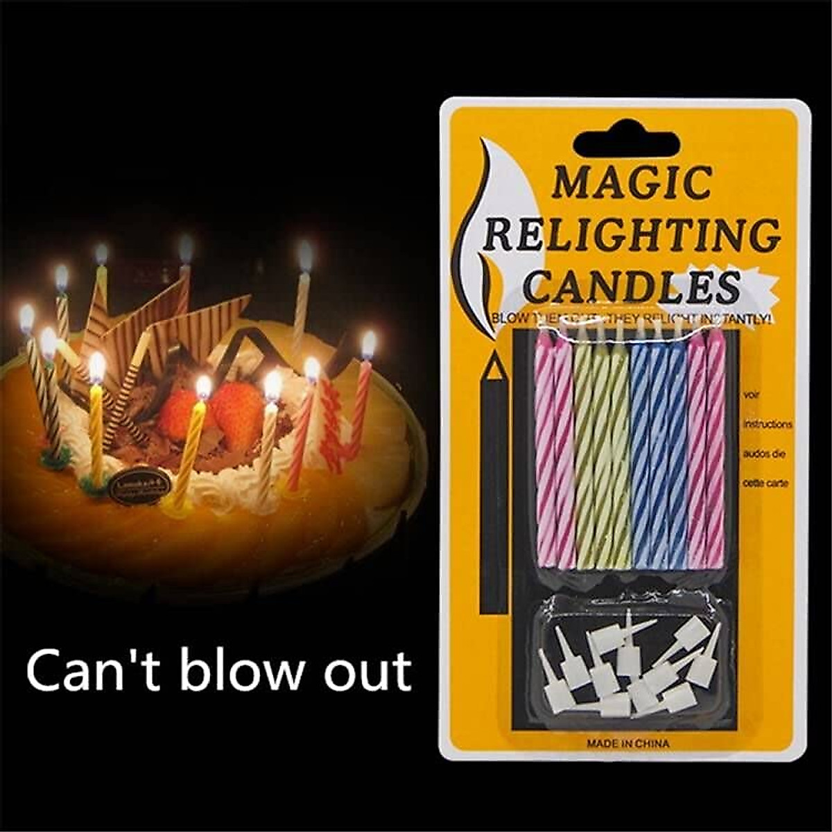 20 Pcs Funny Magic Relight Birthday Decorations Candles, Novelty Trick Candles for Birthday Party, Fool's Day, Christmas Celebration
