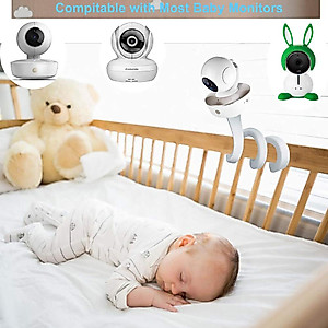 Baby Monitor Mount Shelf, Eoncore 360 Degree Infant Baby Camera Holder with 1/4 Threaded Hole Compatible with Arlo, Motorola, HelloBaby and Most Univeral Monitor Camera No Sticking No Drilling (White)