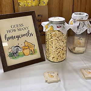 Unbala 40Guests Classic Pooh Party Game Cards Guess How Many Honeycombs Game for Baby Shower Newborn Party Decoration Winnie Birthday Games Supplies