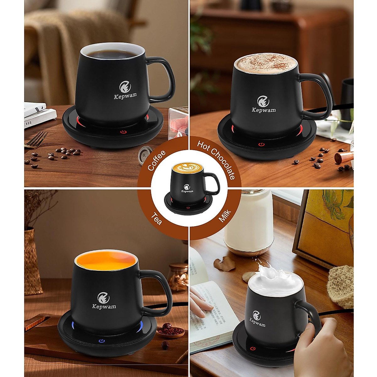 Coffee Mug Warmer & Mug Set with 2 Temp Settings, Coffee Lovers Present for Women Men, Coffee Cup Warmer with Auto Shut Off, Coffee Warmer for Christmas Day, Birthday, Valentine's Day Present