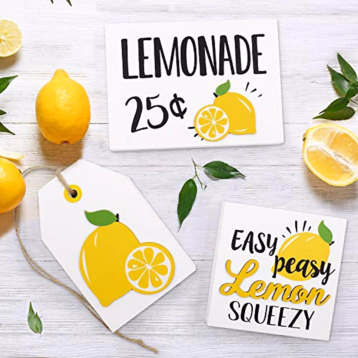 Lemon Wooden Tiered Tray Decor Fresh Lemonade 25 ￠ Easy Peasy Lemon Squeezy Summer Buffalo Plaid Farmhouse Stand Rustic Kitchen Signs Set Of 3