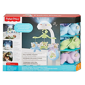 Fisher-Price Baby Crib Toy, 3-in-1 Projection Mobile, Butterfly Dreams Sound Machine with Light Projection for Newborn to Toddler