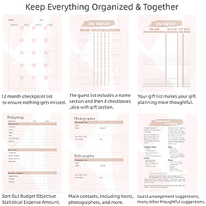 Wedding Planner Book and Organizer for the Bride - Keep Everything Organized & Together - Beautiful Engagement Gift for Couples,Bride To Be Gifts - Hard Cover & Pockets (Golden Coil Flower)