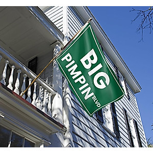 FEARZIE Big Pimpin‘blvd Funny Quote 3x5 Feet Flag Banner 100% Durable Polyester With Two Brass Grommets For College Dorm Rooms.