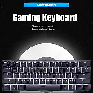 Kafuty-1 Mechanical Gaming Keyboard 60%, 61 Keys Backlit Mini Ergonomic Wireless/Wired Bluetooth Keyboard, for PS4 PC Mac Gamer, Typist, Travel (Black Shaft)