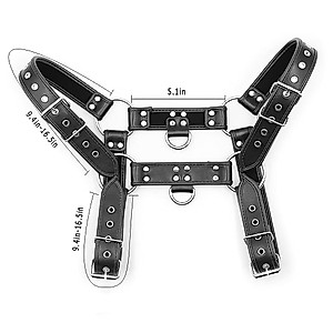 QUYUWOWO Harness for Man Adjustable Leather Harness Body Chest Half Harness Punk Belt Clubwear Costume