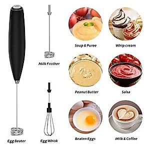Milk Frother, Handheld Electric Mixer, Milk Stirrer, Battery Operated, Comes with Stand for Stirrer, Wisker for Coffee, Eggs, also a Foam Frother, Hot Chocolate Stirrer, One button mixer