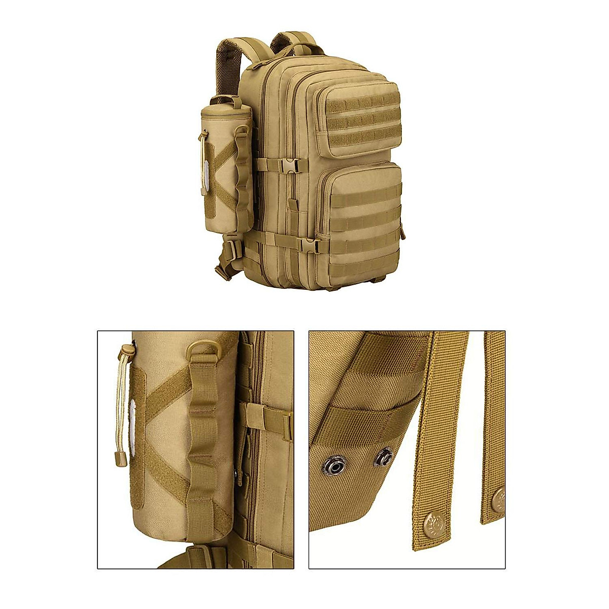 Jadedragon Water Bottle Carrier Tactical Holder Storage Bag Bottle Pouch Holder with Adjustable ShoulderHand Strap 33oz for Hiking Travel Camping (Black cp)