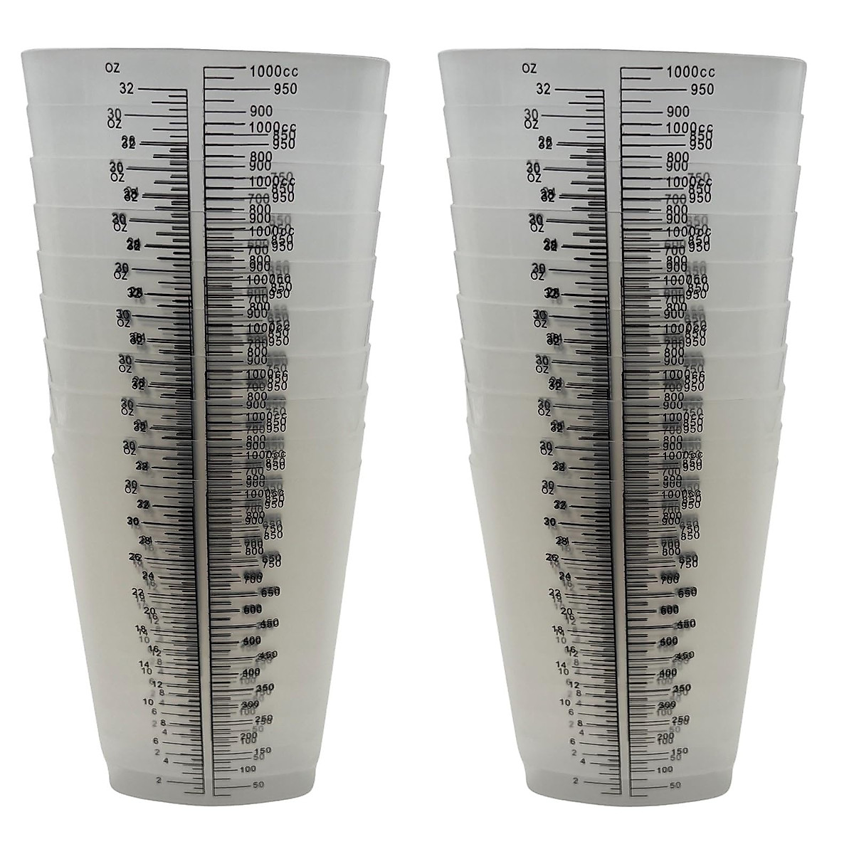 32 oz Graduated Plastic Triangular Container Three-Sided Beaker for Measuring and Mixing (Pack of 20)