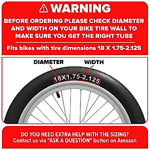 Ultraverse Bike Inner Tube for 18 X 1.75/1.95/2.10/2.125 inch Bicycle Tire Sizes with Schrader Valve - Rubber Tubes for Kids Mountain Bike, BMX, Cruiser, Foldable Bikes – Set of 2