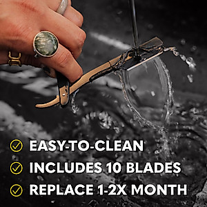 The Beard Club Straight Razor for Men - Navajas Para Barbero - Barber Straight Edge Razor Kit - Premium Single Derby Blade Cutthroat Razor With 10 Replaceable Stainless Steel Blades & Leather Case