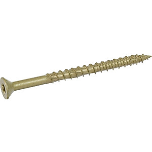 Power Pro Premium One Multi-Material Flat Head Screws, Epoxy Coated Steel, Fasten in Wood, Metal, Concrete, Drywall and Plastic, Bronze, ¼ x 3-½ inches, Box of 10 Screws
