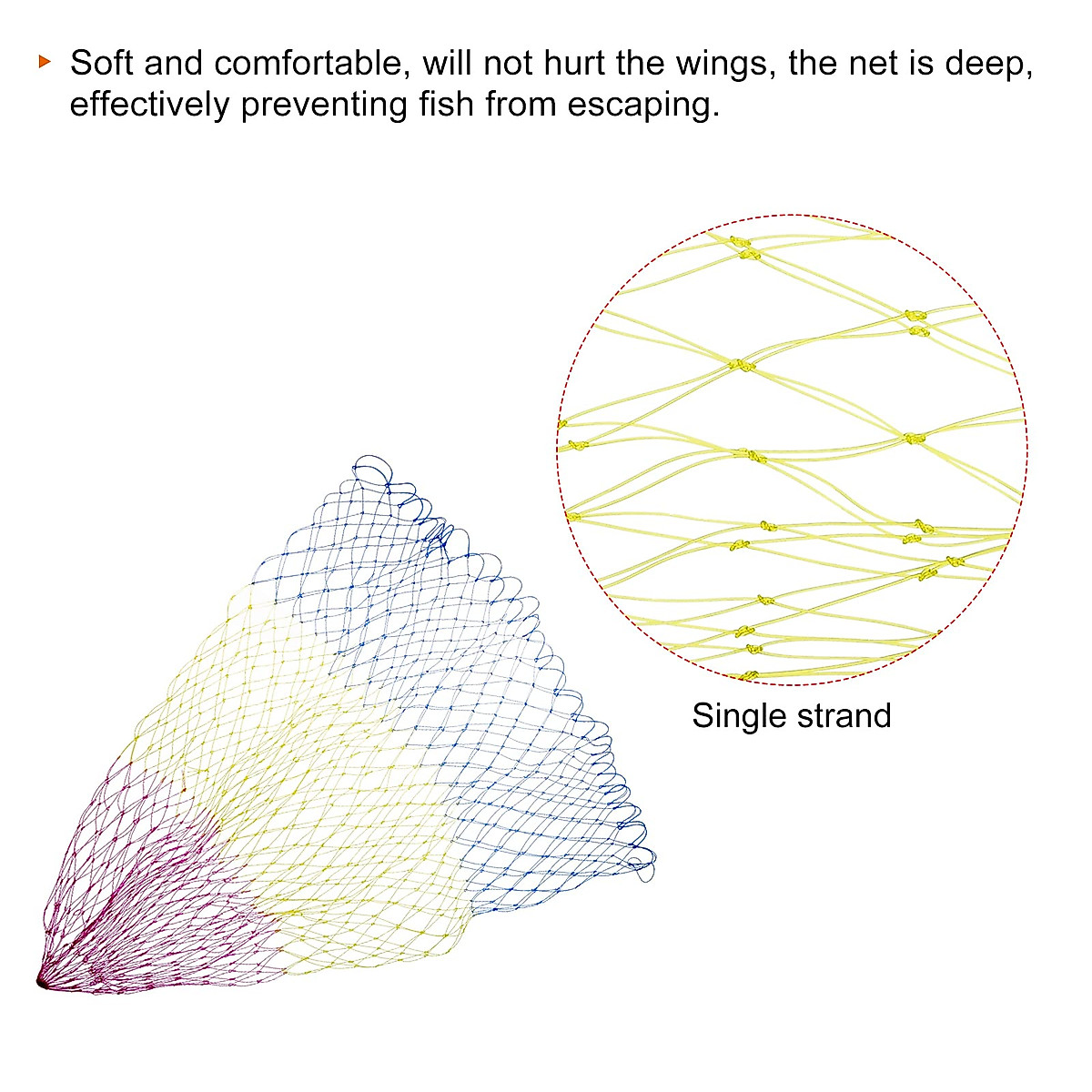 PATIKIL Fishing Net Replacement, Dia.23.6" Nylon Landing Net Replacement Mesh for Freshwater Saltwater Fishing, Multicolor