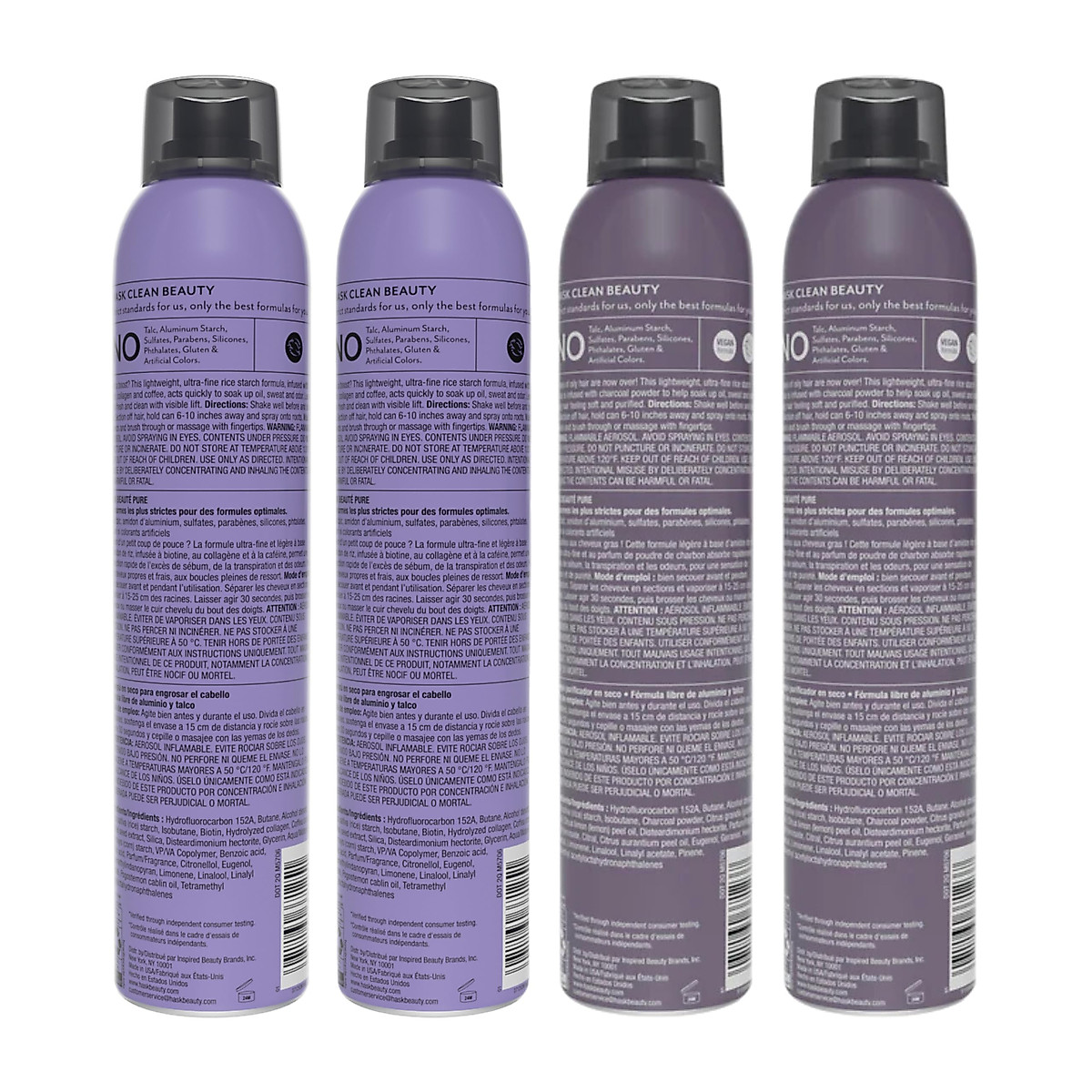 HASK Dry Shampoo Sampler Set: 2 each Biotin Dry Shampoos and Charcoal 4.3oz Dry Shampoos