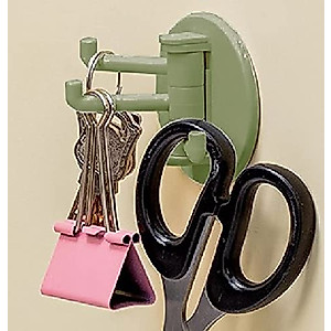 Fineget Wall Adhesive Hooks for Hanging Key Hat Hooks Bathroom Kitchen Desk Hooks 3 Rotatable Arms Round Sticky Hooks (Green, 8 PCS)
